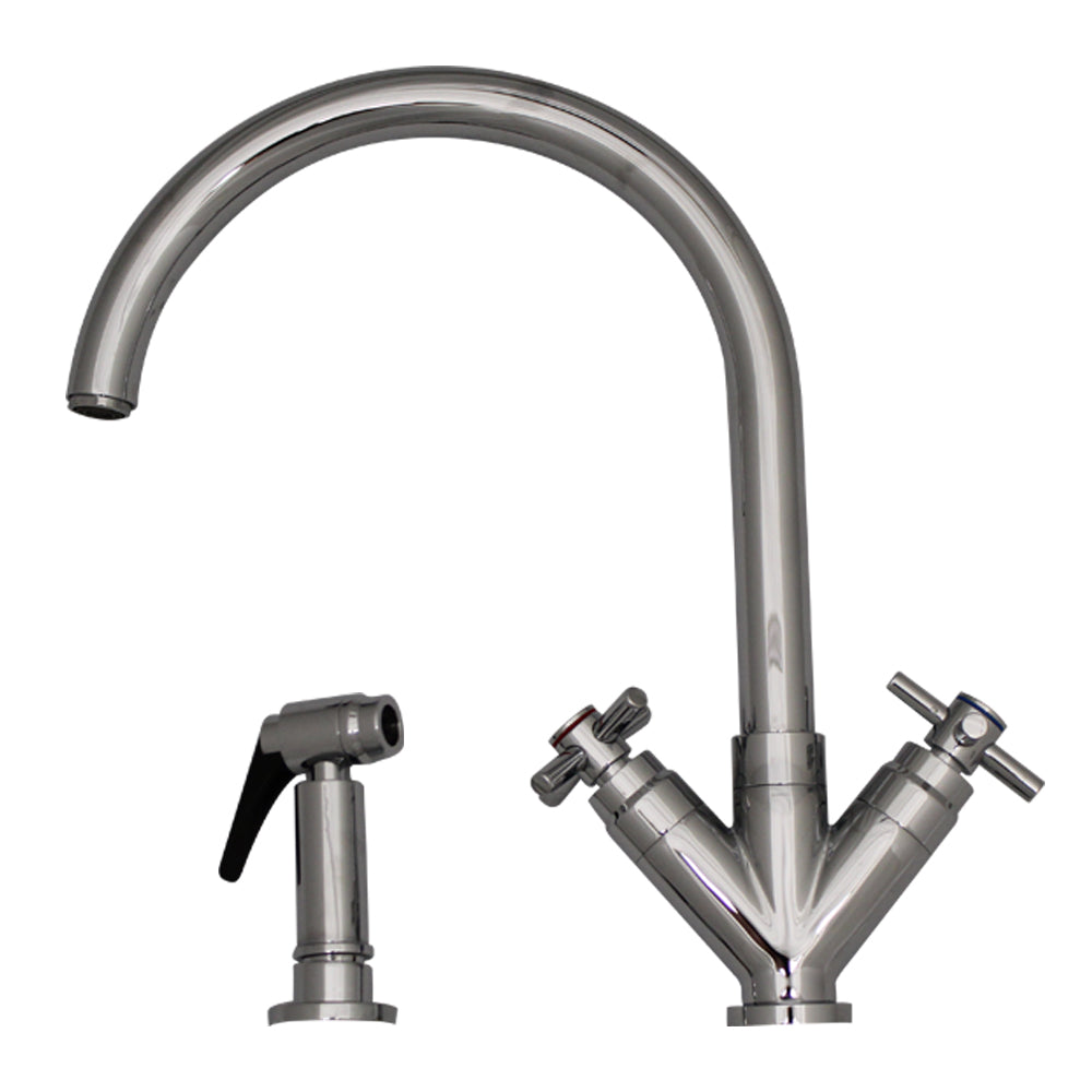 Whitehaus Luxe+ Dual Handle Faucet with Gooseneck Swivel Spout, "V ...